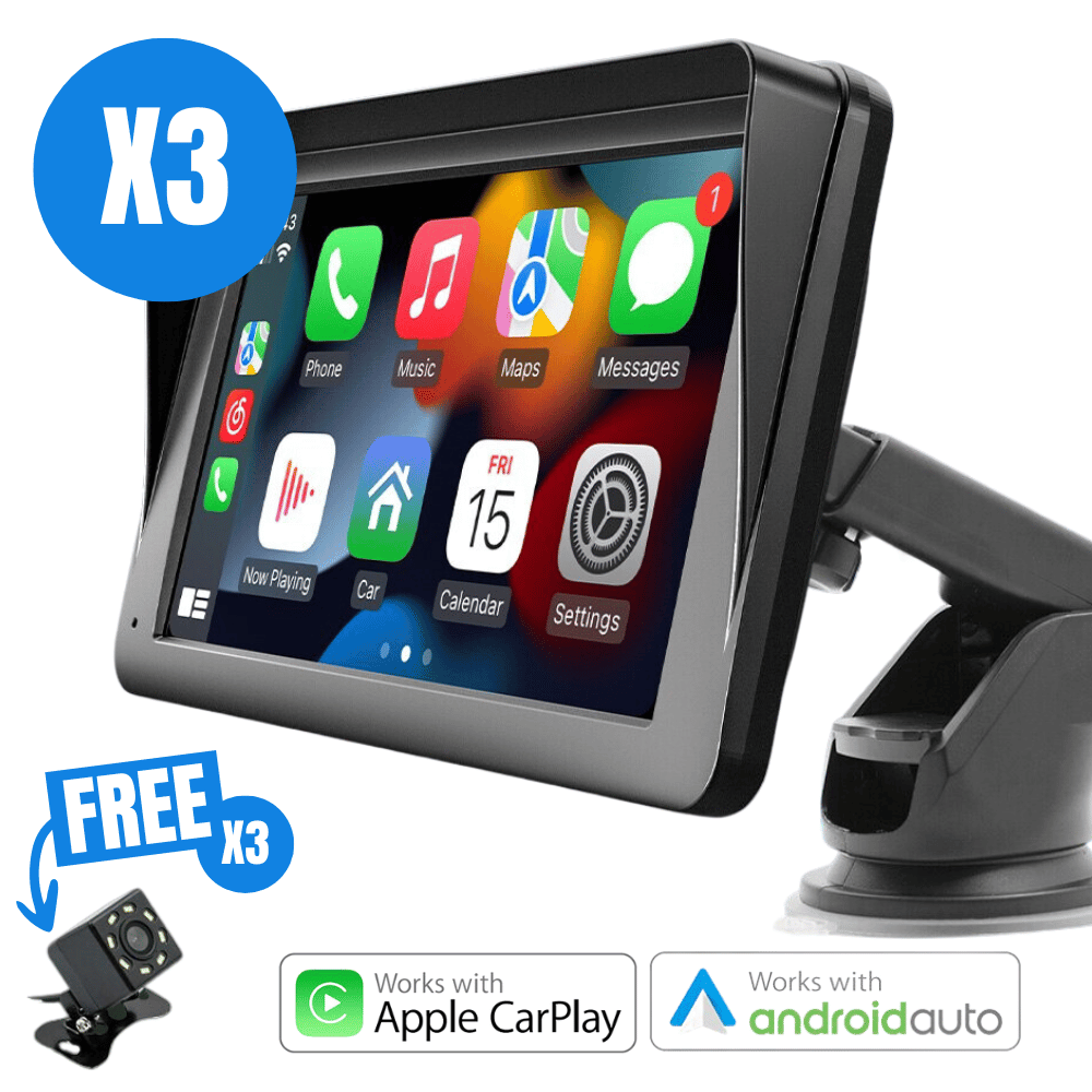 RetroScreen™ 7-Inch Wireless Apple CarPlay & Android Auto Screen + FRE ...
